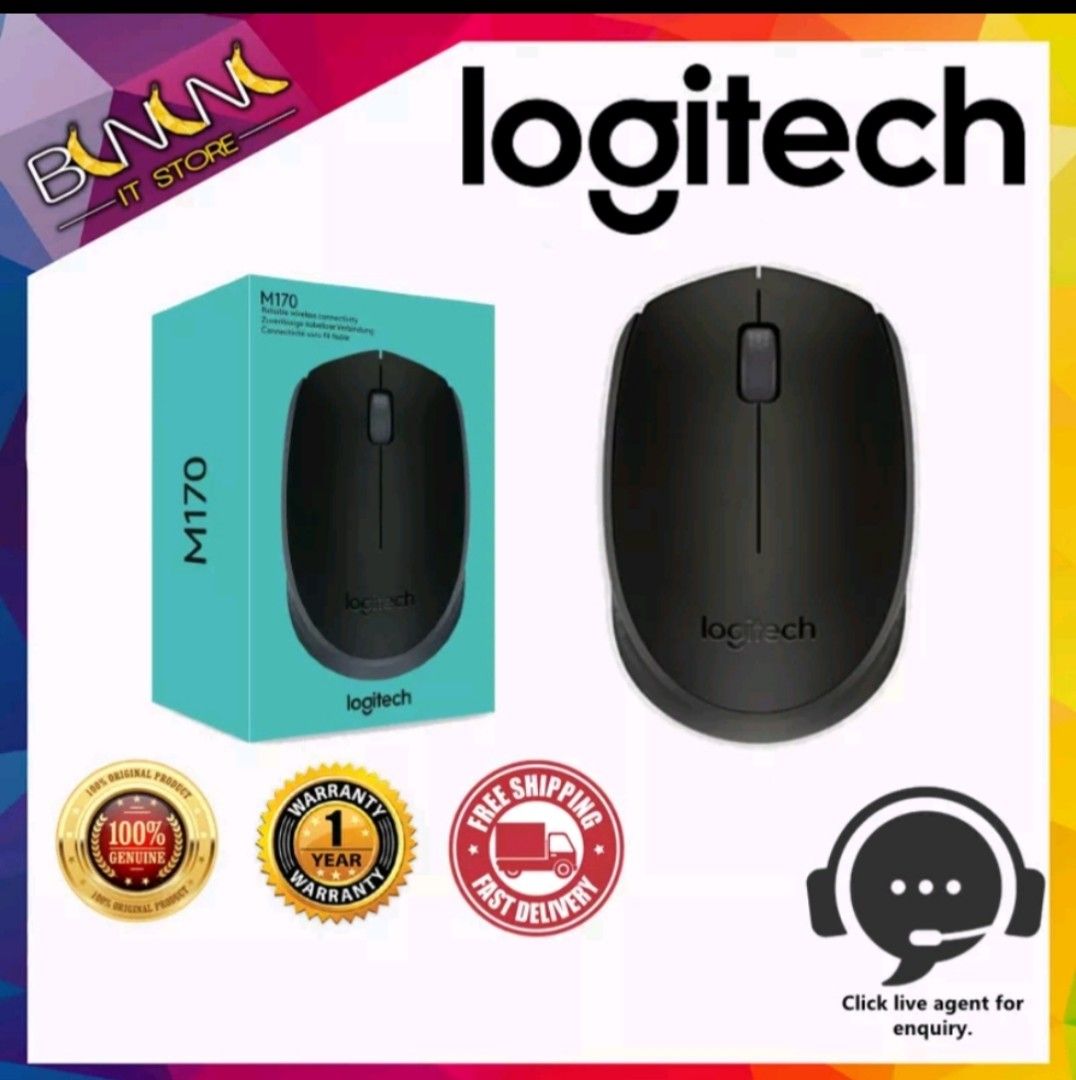 Logitech M170 Wireless Mouse - Original Black, Computers & Tech, Parts ...