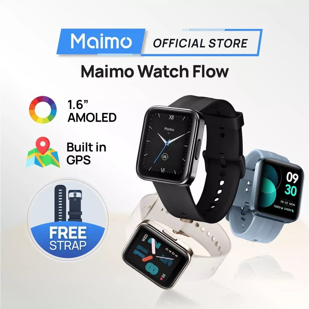 Maimo Watch Flow 1.6" AMOLED Stainless Steel GPS Always-On-Display 5 ...