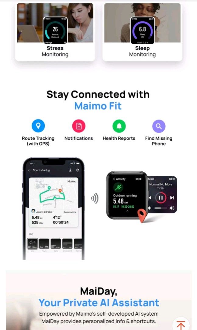 Maimo Watch Flow 1.6" AMOLED Stainless Steel GPS Always-On-Display 5 ...