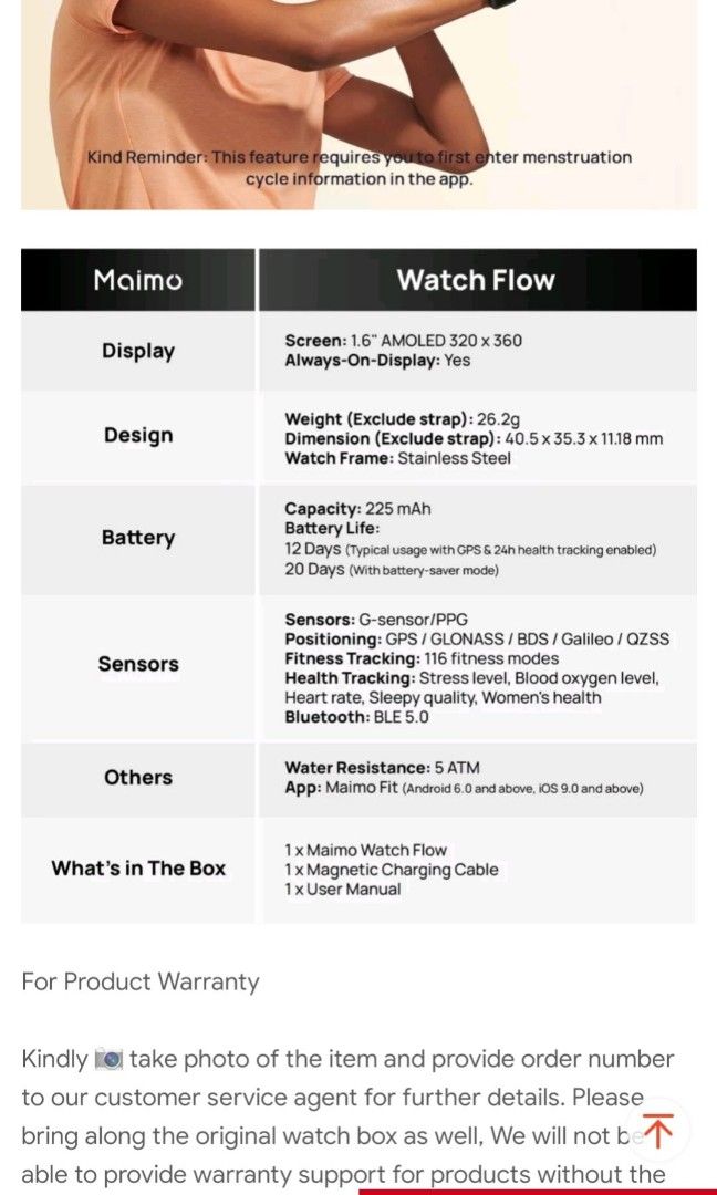 Maimo Watch Flow 1.6" AMOLED Stainless Steel GPS Always-On-Display 5 ...