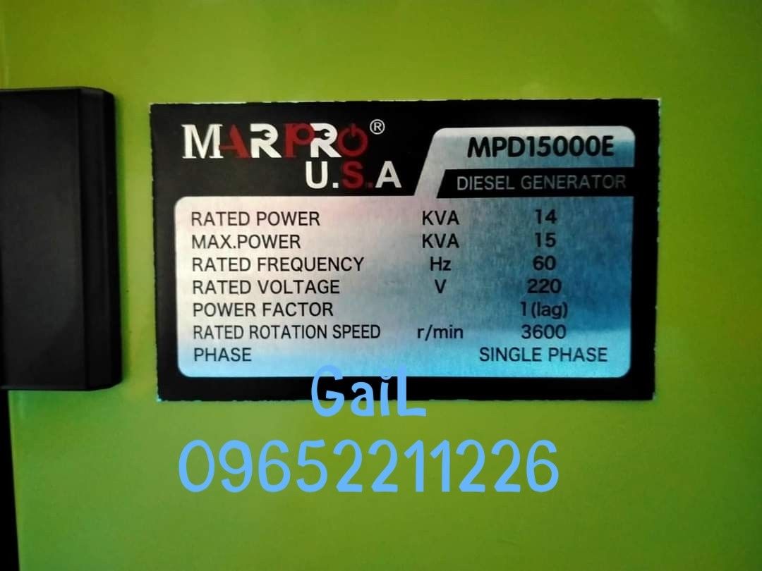 MARPRO USA 15KVA Watercooled Diesel Silent Type Generator w/ Automatic ...