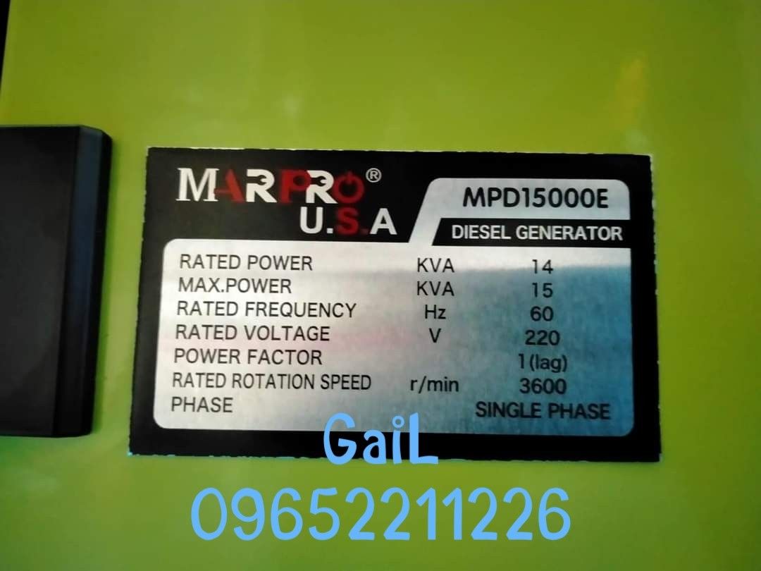 MARPRO USA 15KVA Watercooled Diesel Silent Type Generator w/ Automatic ...