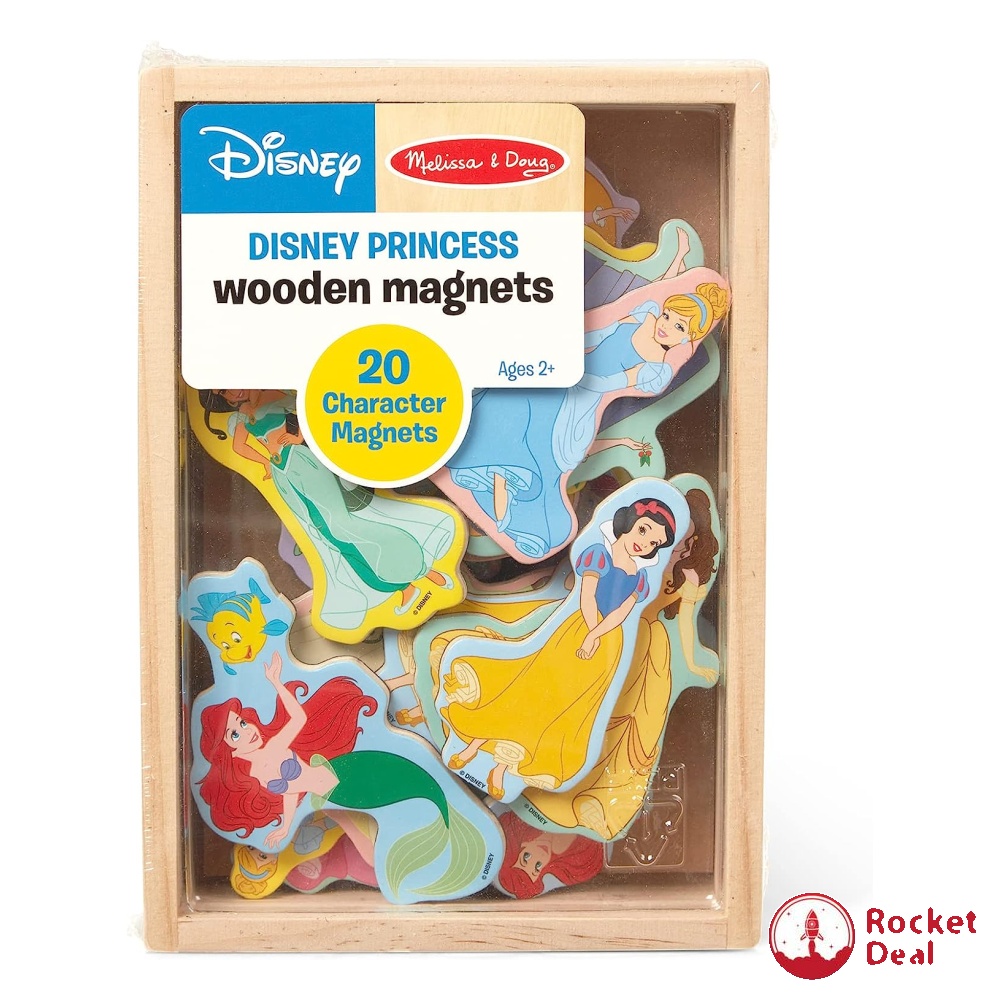 Melissa & Doug Disney Princess Wooden Magnets - 20 Character Magnets ...