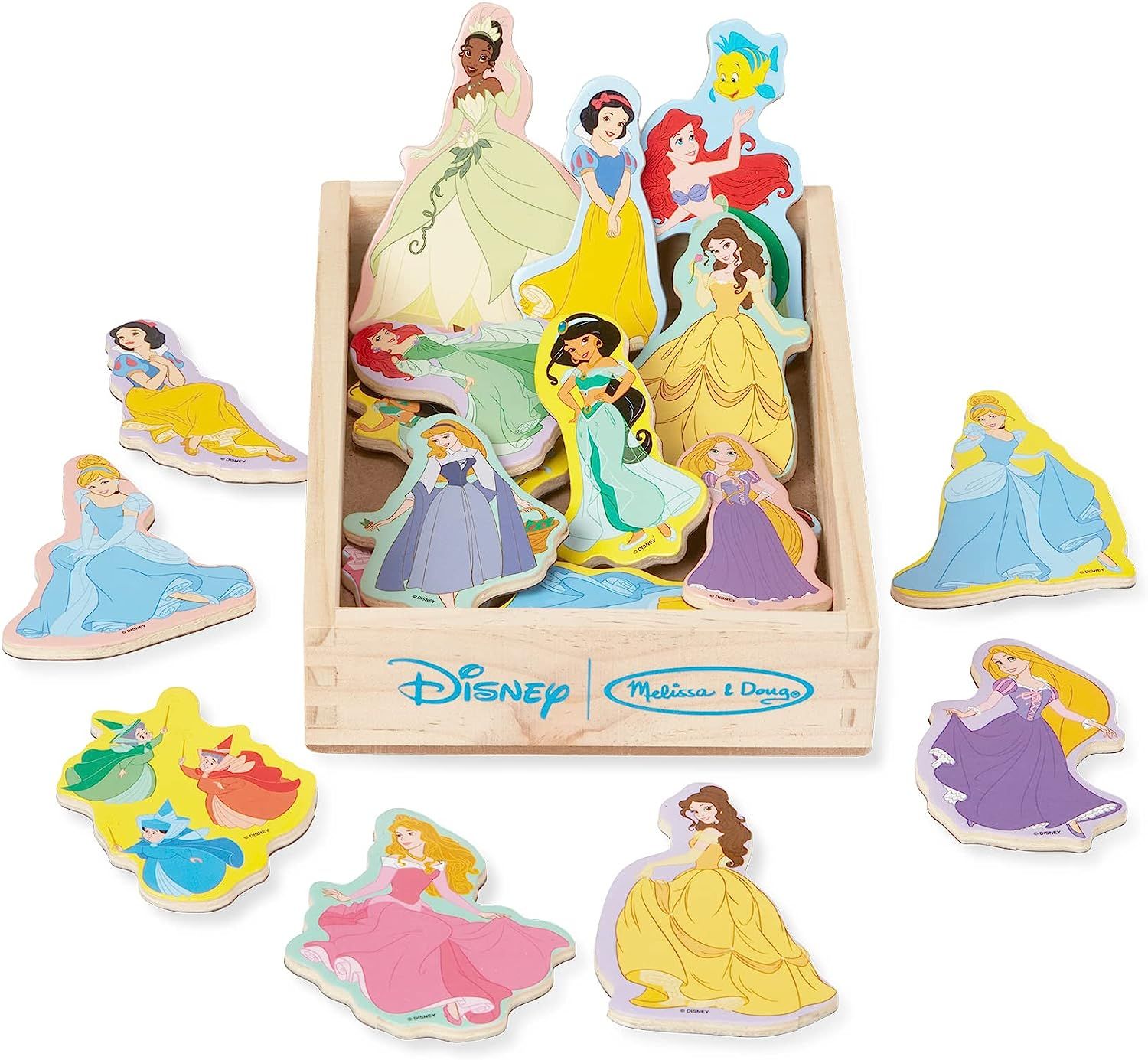 Melissa & Doug Disney Princess Wooden Magnets - 20 Character Magnets ...