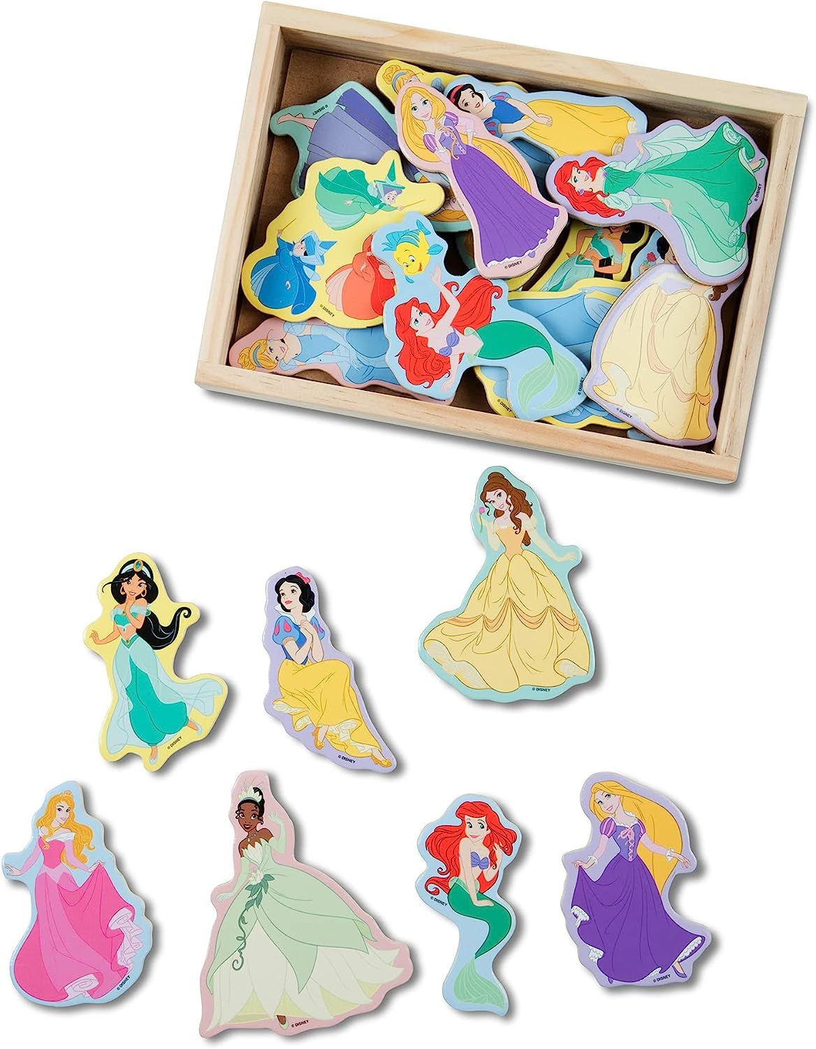 Melissa & Doug Disney Princess Wooden Magnets - 20 Character Magnets ...