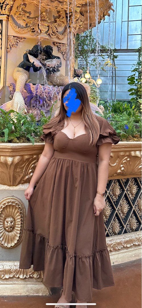 Plus size long dress, pang abay, puff dress, two way sleeves, Women's ...