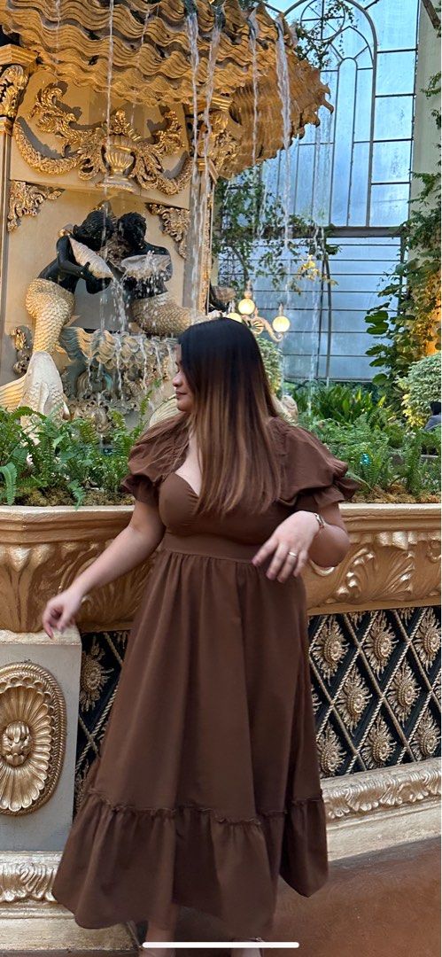 Plus size long dress, pang abay, puff dress, two way sleeves, Women's ...