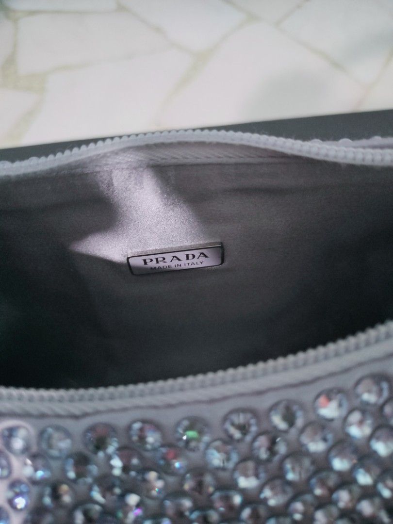 Prada Re-edition Purple Crystal Mini Satin Bag, Luxury, Bags & Wallets ...