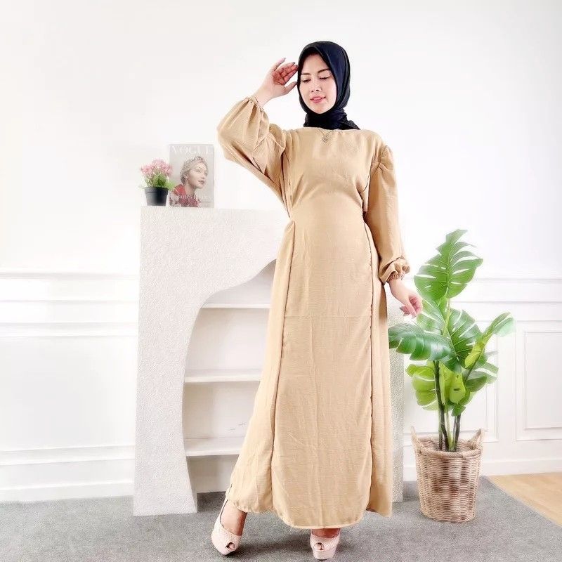 premium airflow crincle lavena dress crincle (coksu), Fesyen Wanita ...