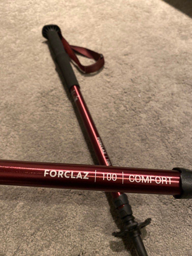 Quechua Forclaz 100 Comfort Adjustable Maroon Hiking Poles (Pair ...