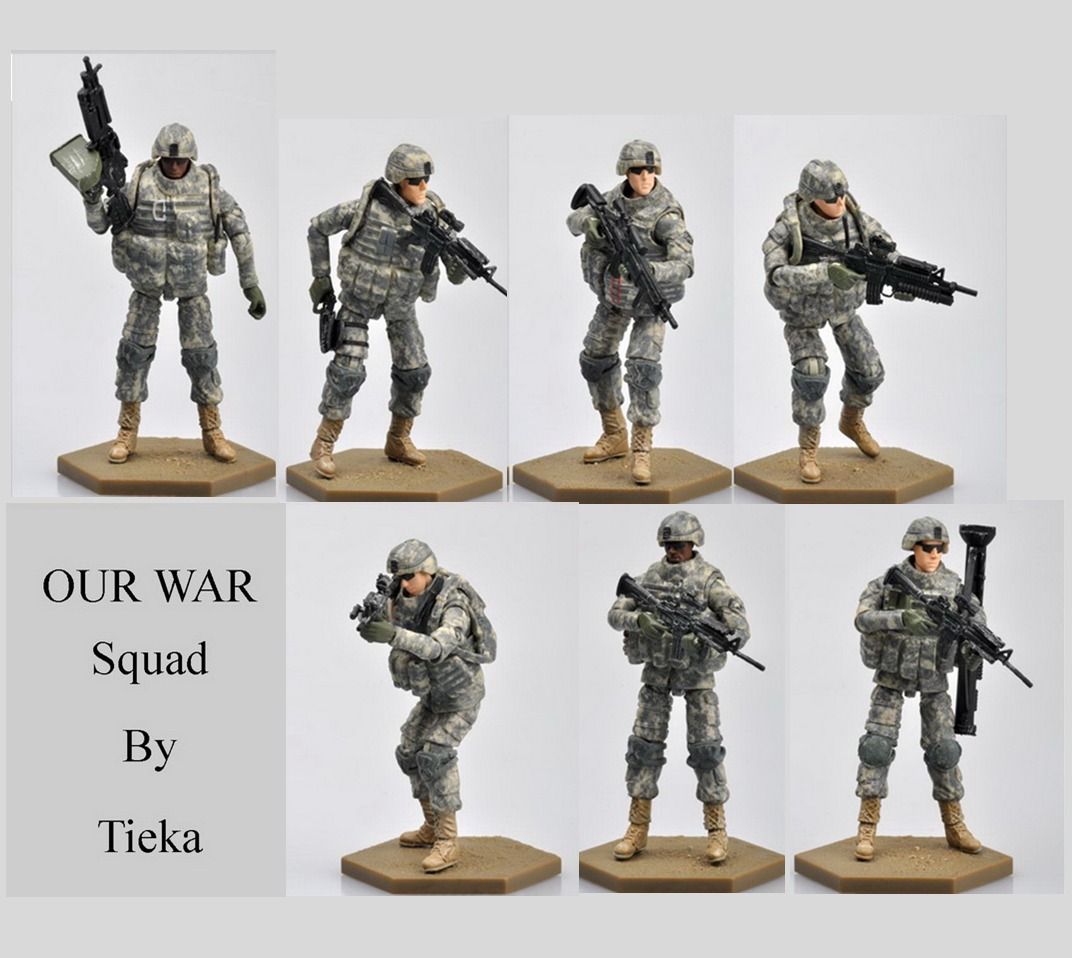 Rare Set of 7 Tieka OURWAR 1/18 Scale (3.75") U.S. ARMY AIRBORNE action ...