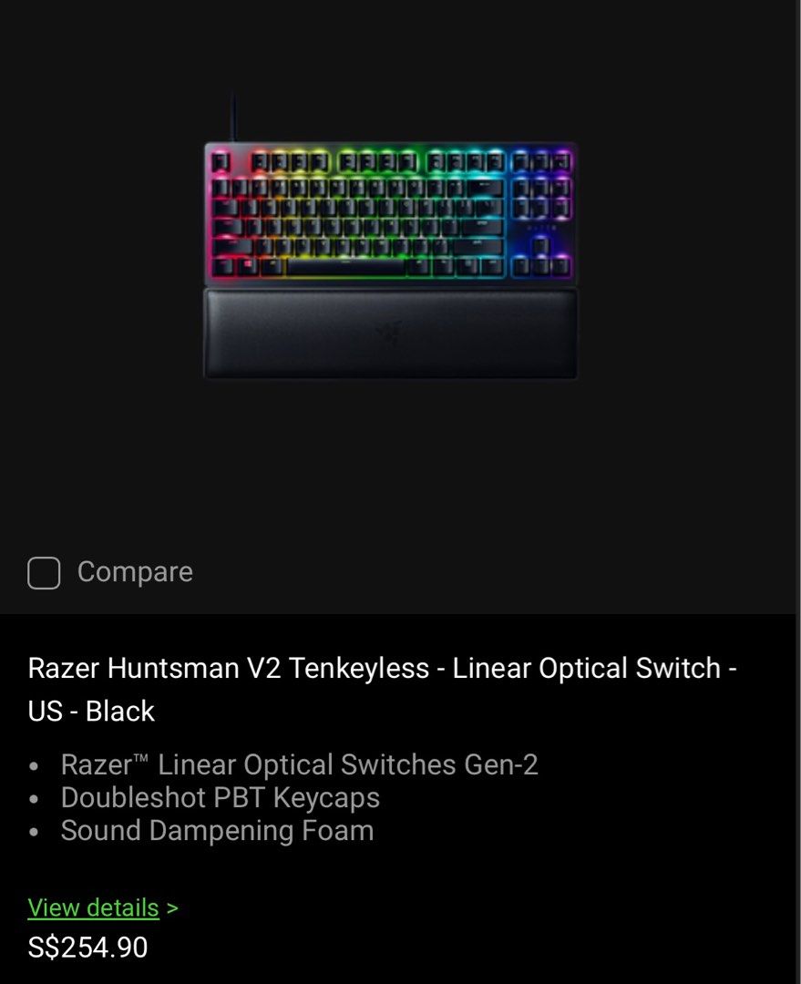 Razer Huntsman V2 Tenkeyless Linear Optical Switch, Computers & Tech ...