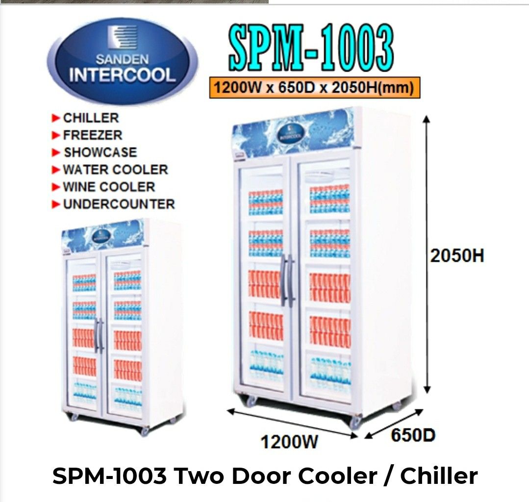 Sanden 2 Glass door Chiller SPM1003, TV & Home Appliances, Kitchen Appliances, Refrigerators ...