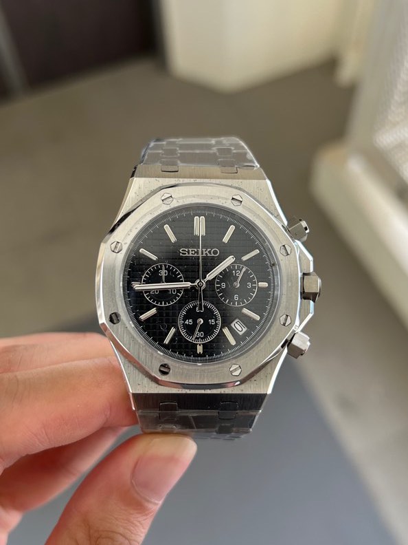 Seiko AP Chronograph Mod Audemars Piguet Black Dial Royal Oak ...