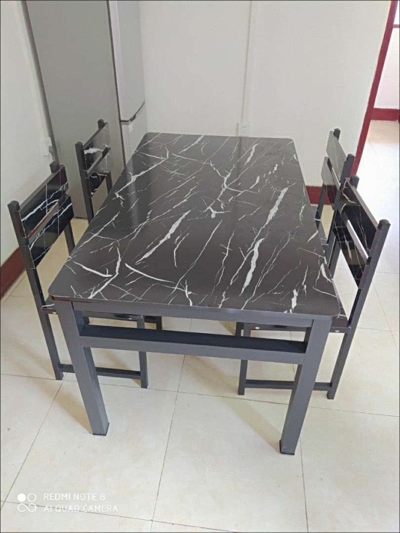 Self pickup Meja Makan set 4 kerusi, Furniture & Home Living, Furniture ...