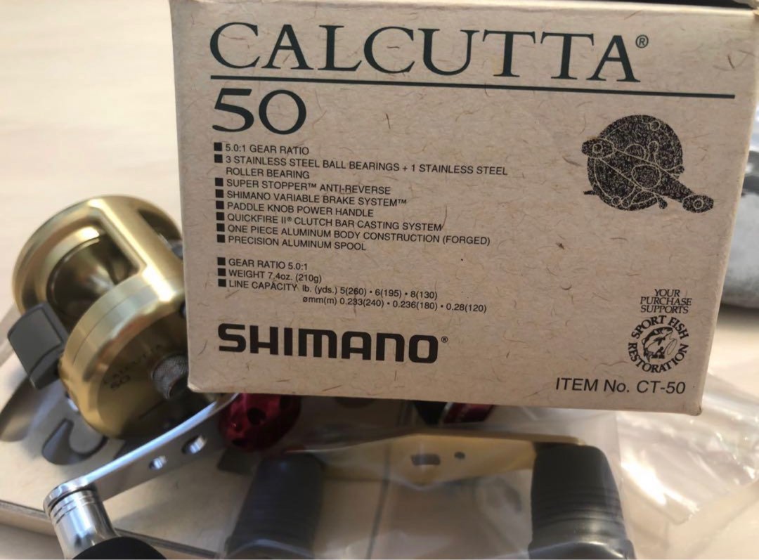 Shimano Calcutta 50 w/ Studio Ocean Mark 105mm Handle, Sports Equipment ...