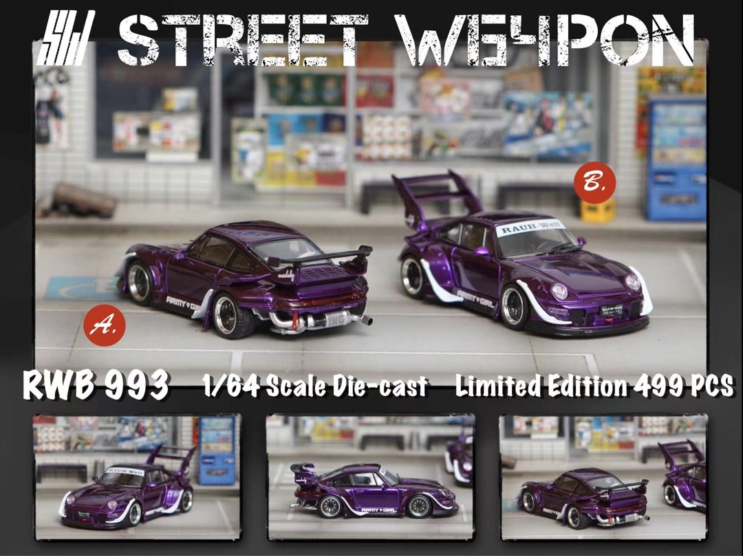Street Weapon 1/64 RWB 993 Electric Purple / Mini GT Inno64 Tarmac ...
