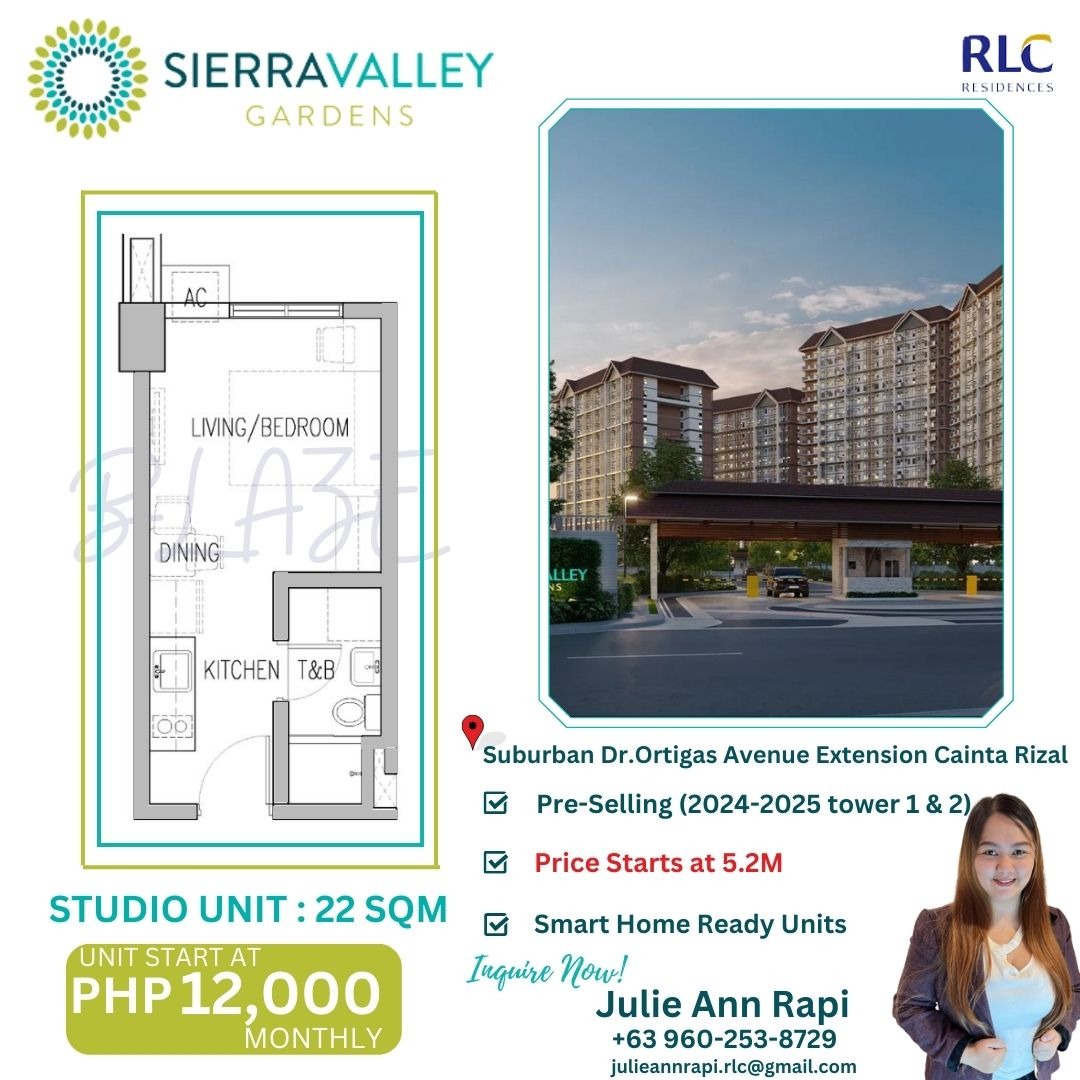 Studio unit condo for sale in Cainta Rizal Sierra Valley Gardens ...