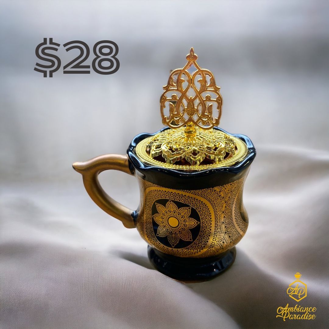 Tea Cup Bakhoor Burners (White/Black), Furniture & Home Living, Home ...