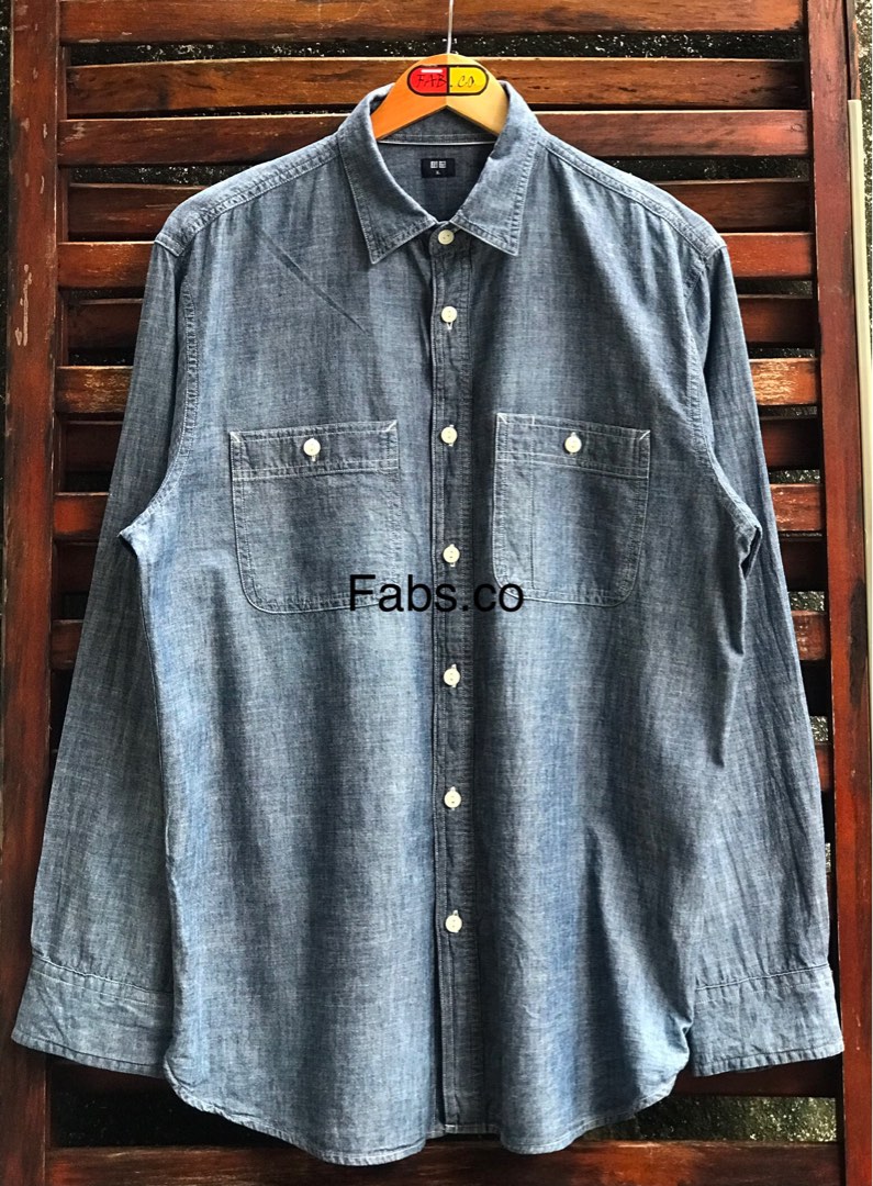 Uniqlo Selvedge Denim Shirt, Men's Fashion, Tops & Sets, Formal Shirts ...