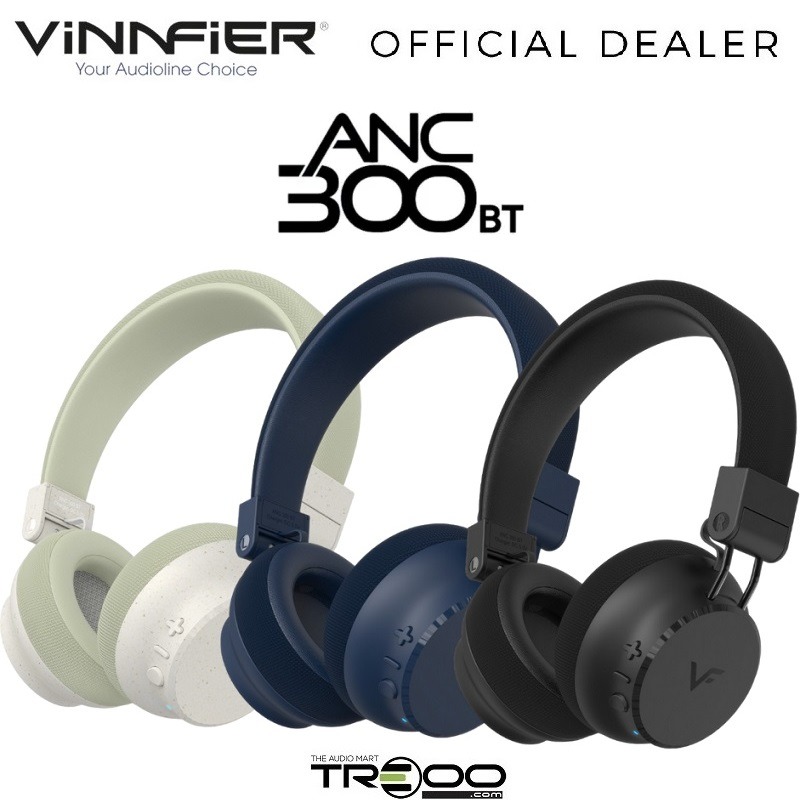 Vinnfier ANC300 Wireless Bluetooth Noise-Cancelling Over-Ear Headphone ...