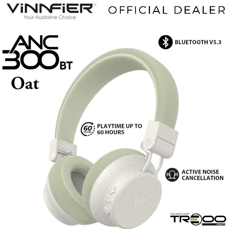 Vinnfier ANC300 Wireless Bluetooth Noise-Cancelling Over-Ear Headphone ...