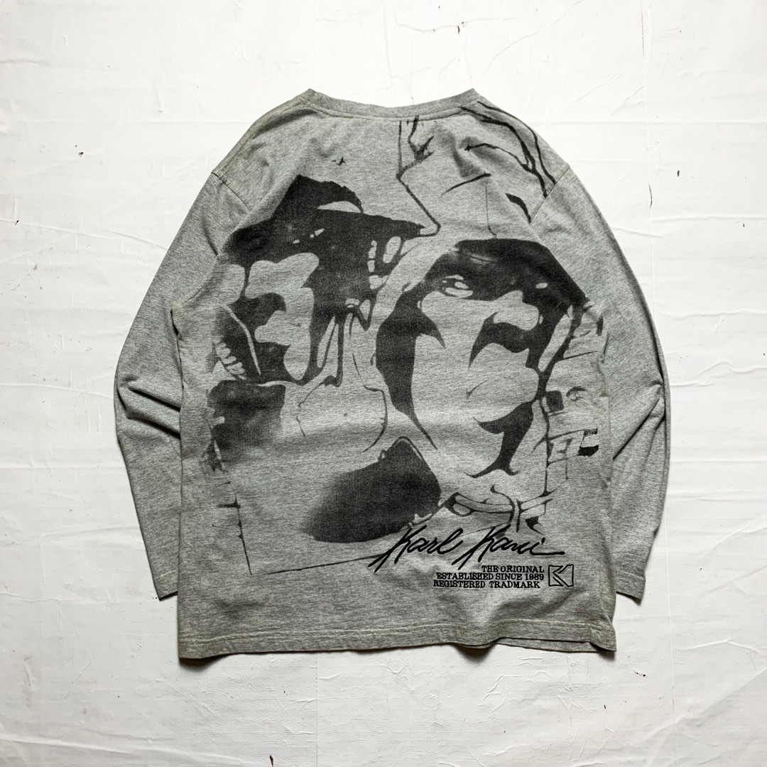 Vintage longsleeve karl kani big back print, Fesyen Pria, Pakaian ...