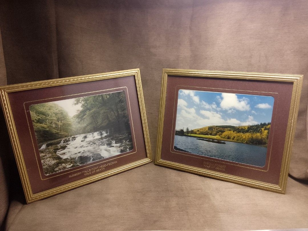 Vintage Pair photo frame of Vale if Neath Sceneries with Gold metal ...