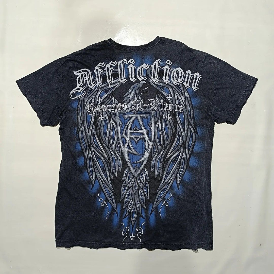 Y2K Affliction x Rush by Georges St. Pierre Double Sided Eagle Shirt ...