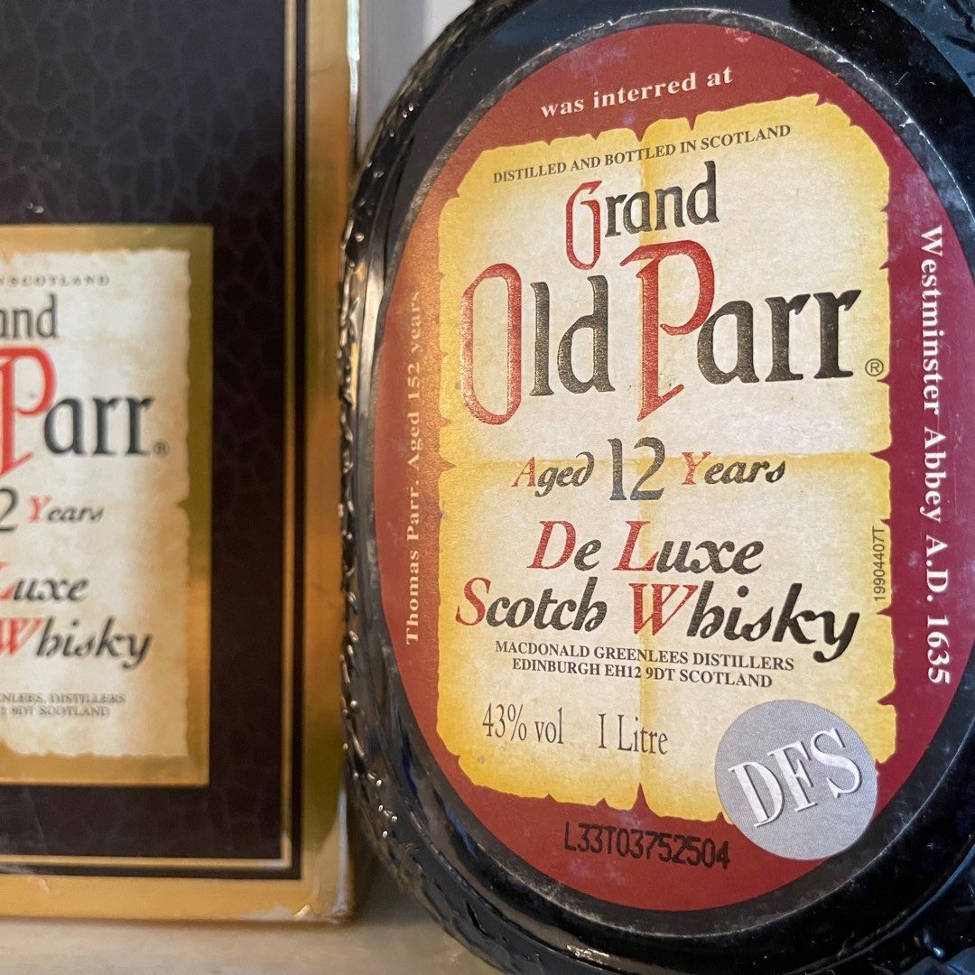1L Old Parr 12 whisky vintage w box whiskey 1000ml, Food & Drinks, Beverages on Carousell