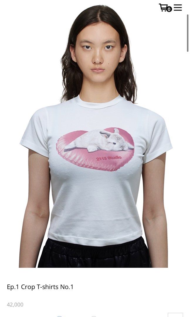 2113 Studio Korea Bunny Balloon Crop Top Tee, Women's Fashion, Tops ...