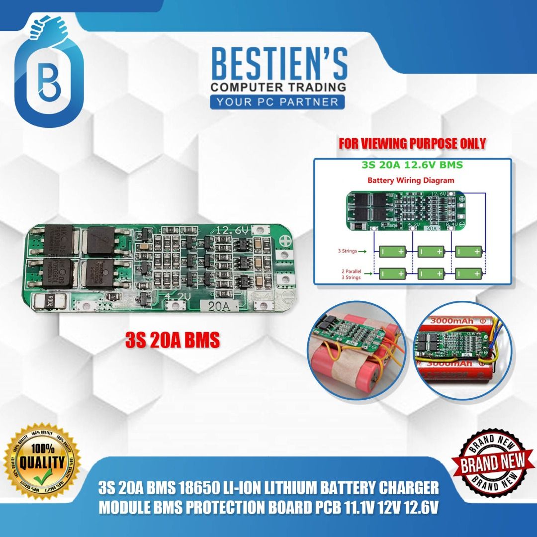 3S 20A BMS 18650 LI-ION LITHIUM BATTERY CHARGER MODULE BMS PROTECTION BOARD PCB 11.1V 12V 12.6V ...