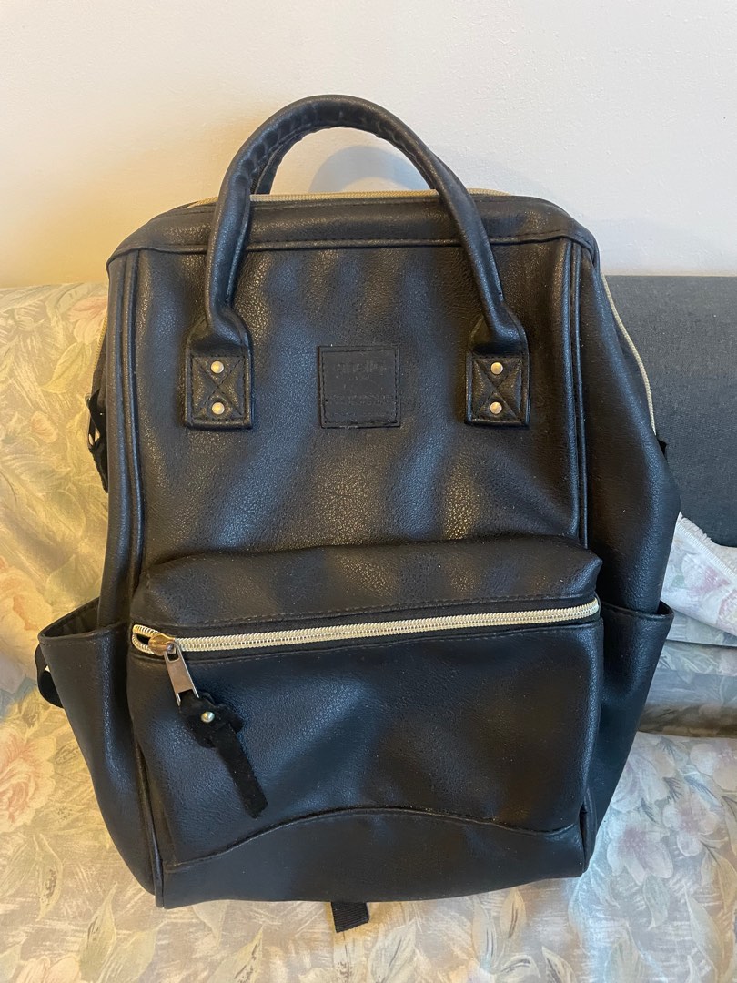 Anello Black Leather Backpack on Carousell
