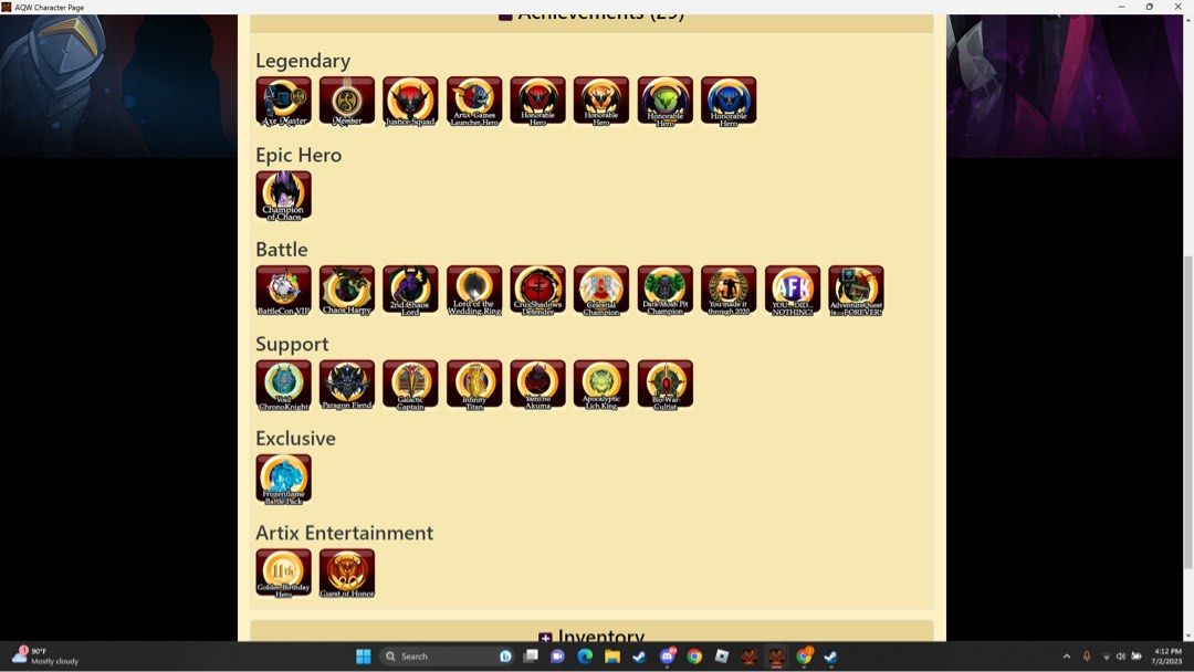 AQW (Adventure Quest Worlds) Stacked Acc level 100, Video Gaming, Video ...