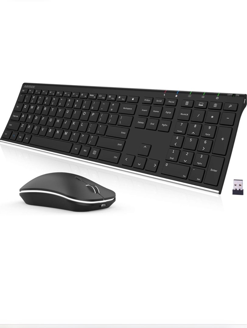 Arteck 2 4g Wireless Keyboard And Mouse Combo Stainless Steel Ultra