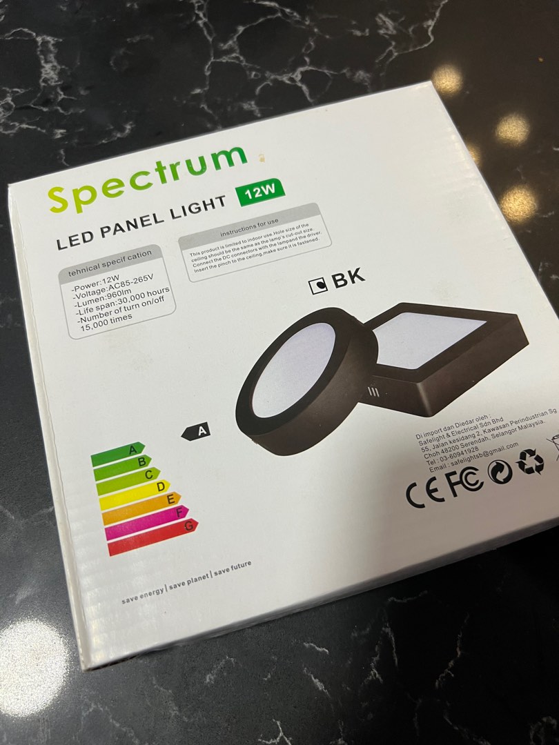 Black Frame LED Surface Mounted Downlight 12W 6" Inch, Furniture & Home ...