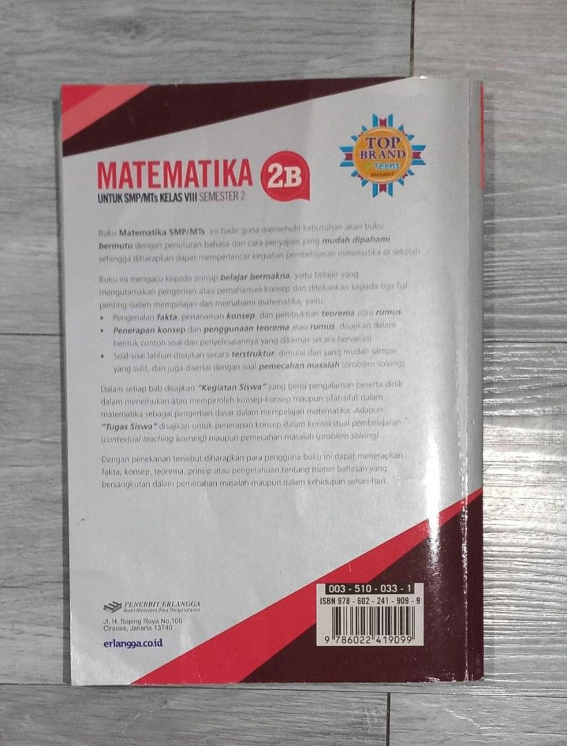 Buku Matematika kelas 8 (2B) Erlangga, Buku & Alat Tulis, Buku ...