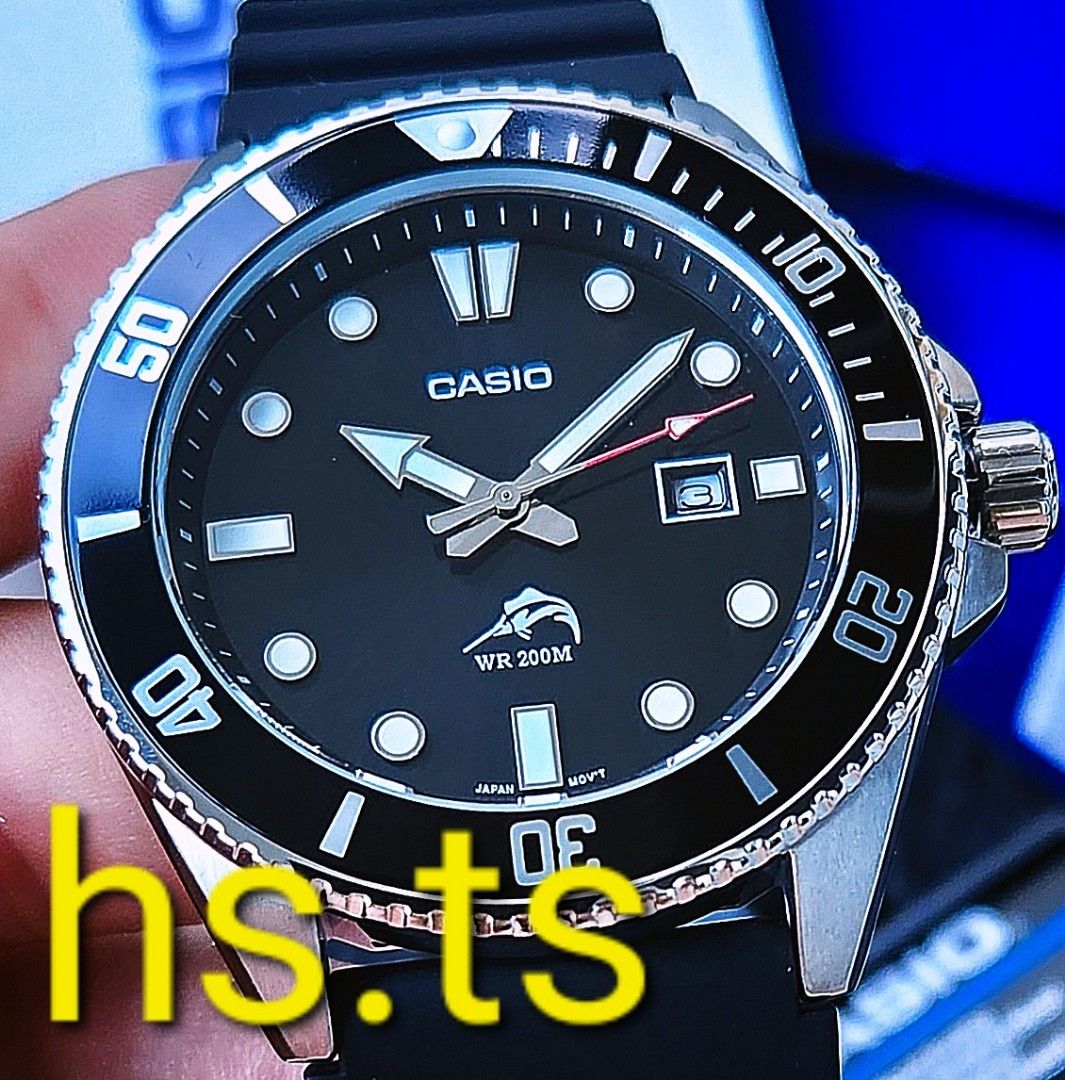 Casio Duro Marlin Black Quartz Divers Watch (Discontinued), Men's ...
