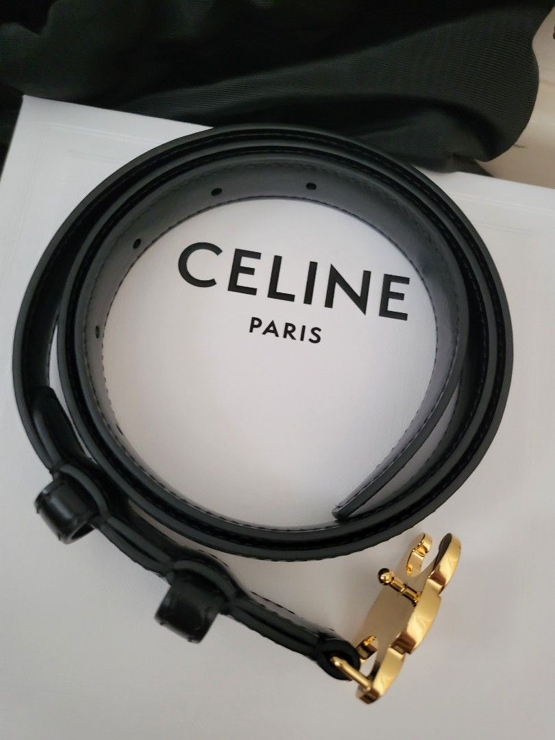 Celine triomphe belt in taurillon leather in black, Luxury, Accessories ...