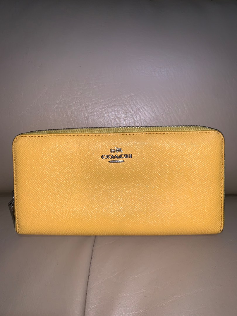 COACH Accordion Zip Wallet in Yellow, Luxury, Bags & Wallets on Carousell