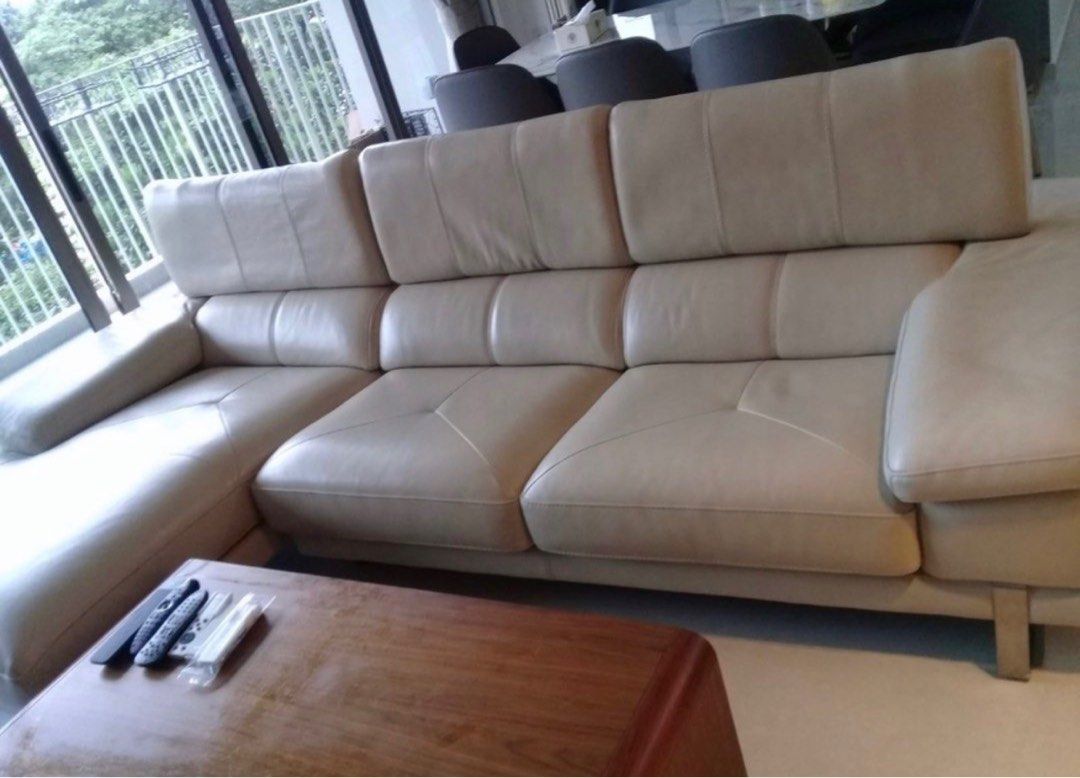 Corium Italia Leather L Shape Sofa, Furniture & Home Living, Furniture ...