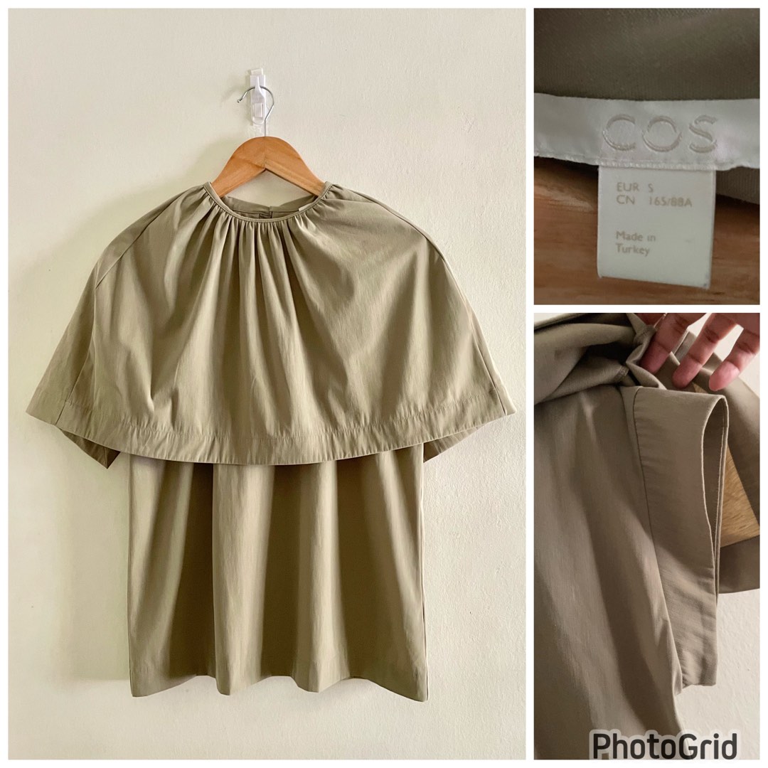 Cos overlay khaki tunic top, Women's Fashion, Tops, Blouses on Carousell