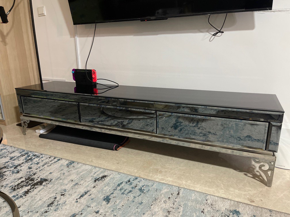 Crystal Black TV Console, Furniture & Home Living, Furniture, TV ...