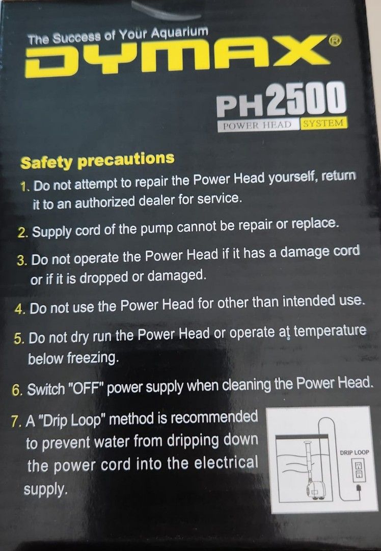 Dymax PH2500 aquarium filter pump, Pet Supplies, Homes & Other Pet ...