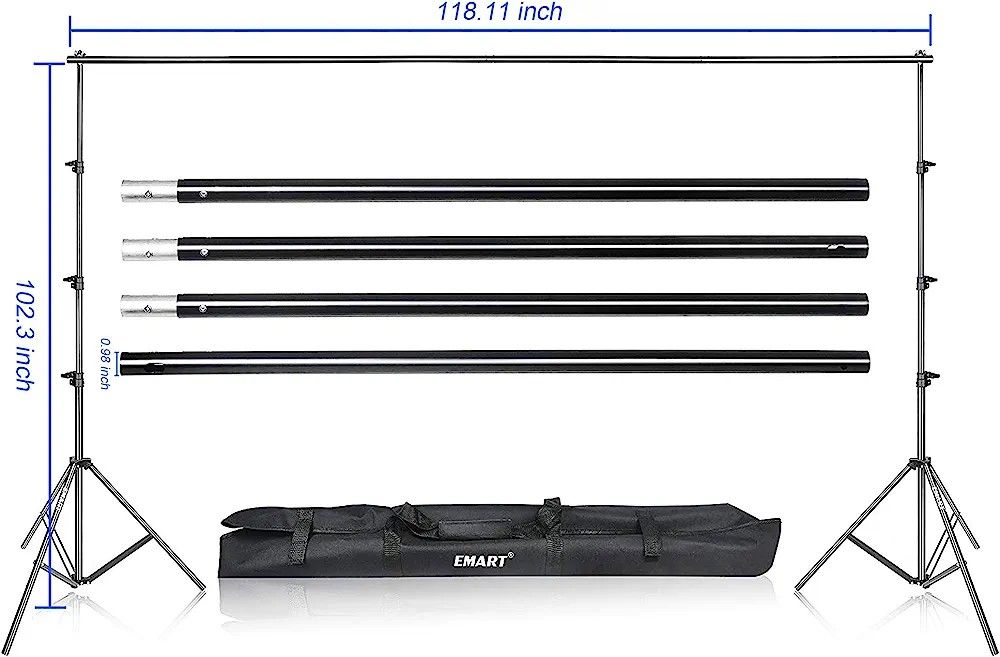 EMART Photo Video Studio Backdrop Stand Kit, 8.5x10ft Adjustable ...