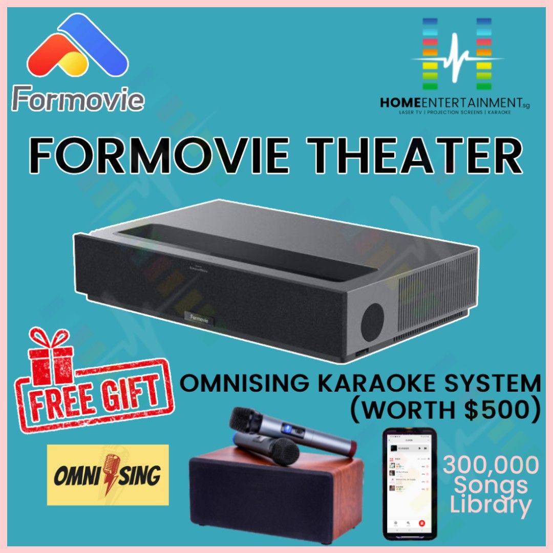 FORMOVIE THEATER 4K ULTRA SHORT THROW LASER PROJECTOR (FREE KARAOKE SET ...