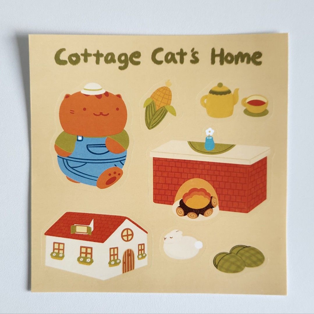 Fortune Cat and Cottage Cat Sticker Sheets, Hobbies & Toys, Stationery ...