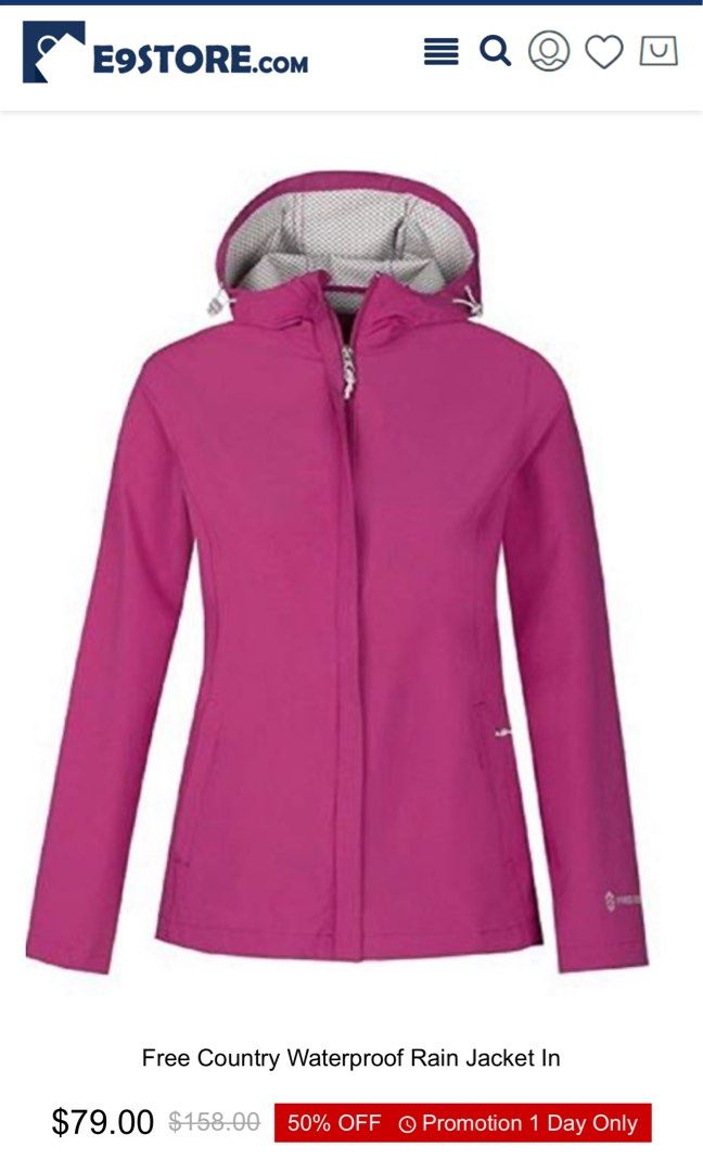 Free country waterproof rain jacket on Carousell