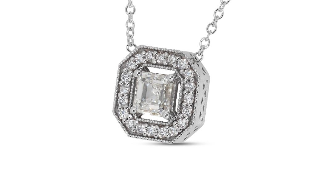 Gorgeous .82ct. Asscher Cut Diamond Pendant with Necklace - pd88937, Women's Fashion, Jewelry ...