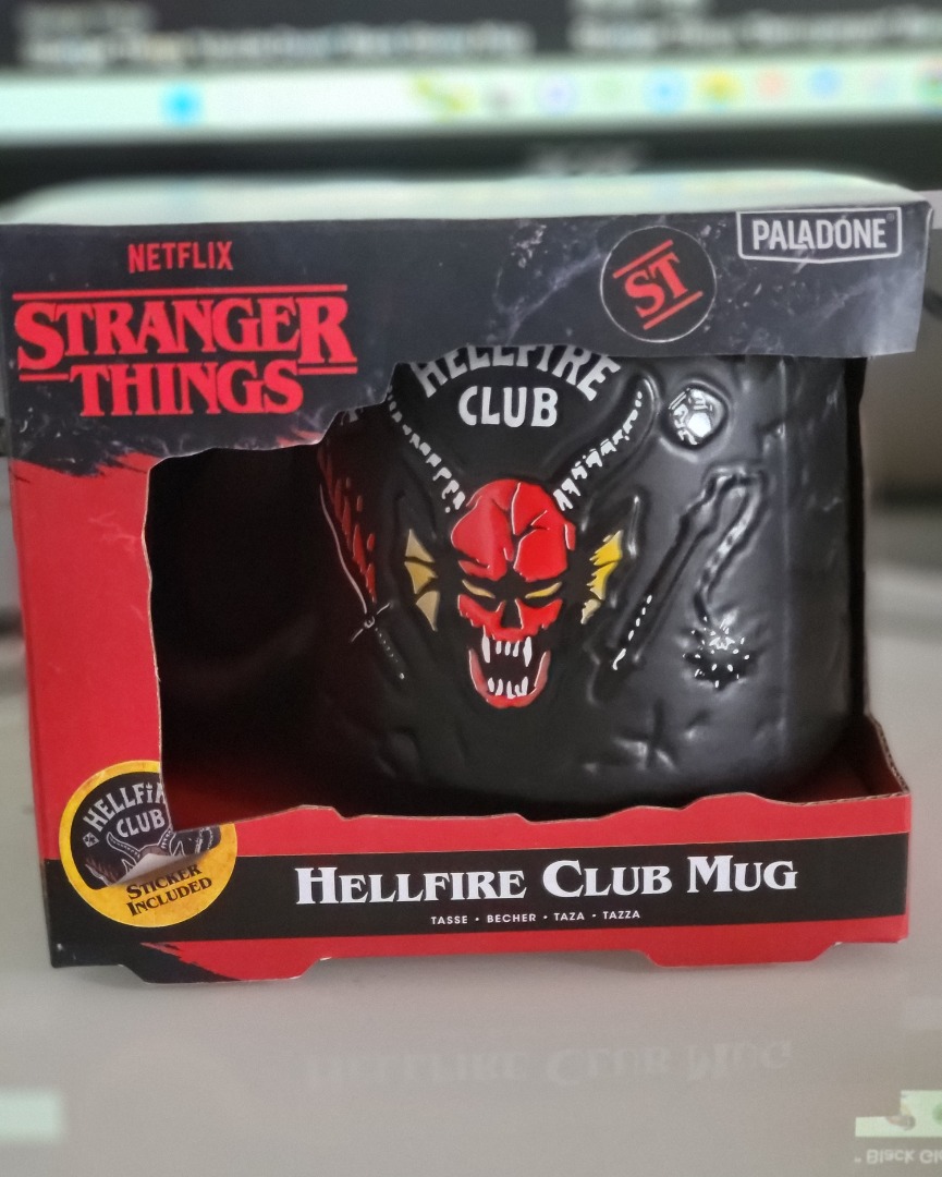 Hellfire Club Demon Embossed Mug with Stranger Thing Magnets, Hobbies ...